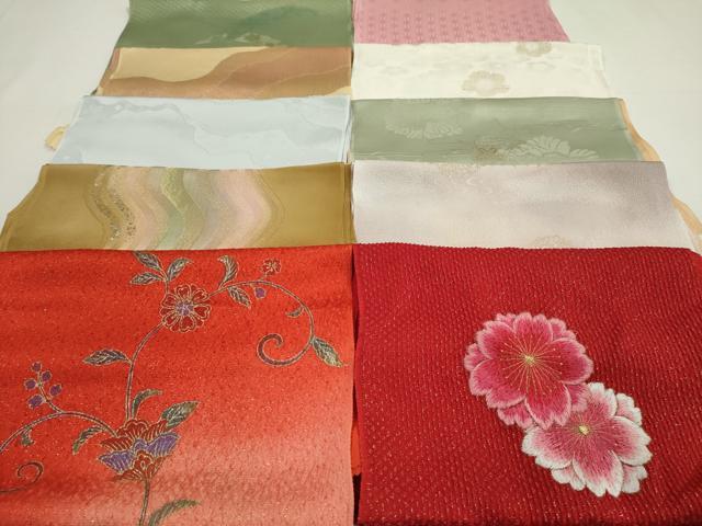 平和屋着物☆和装小物 上質な帯揚げ10枚 丹後ちりめん 枝花文