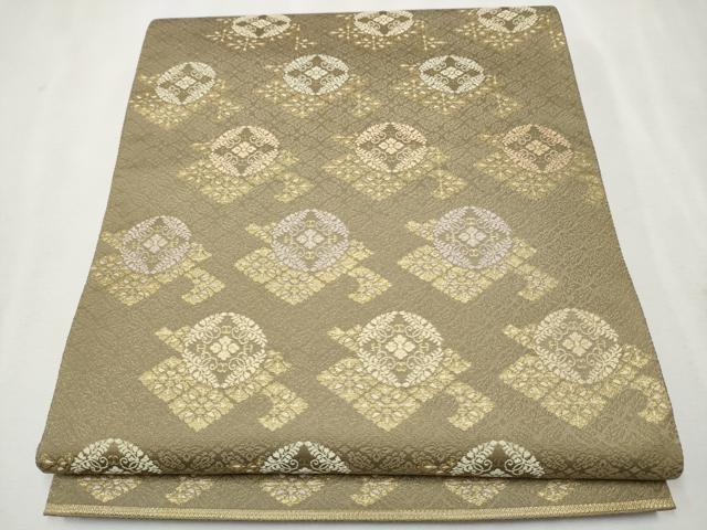 平和屋着物●六通柄袋帯　能衣文様　金糸　正絹　逸品　CAAR7996hy