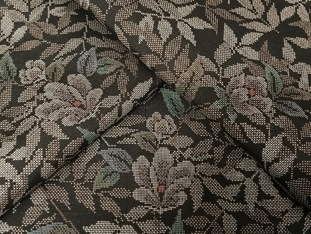 平和屋着物●本場大島紬　９マルキ　枝花文　正絹　逸品　AAAU4319np