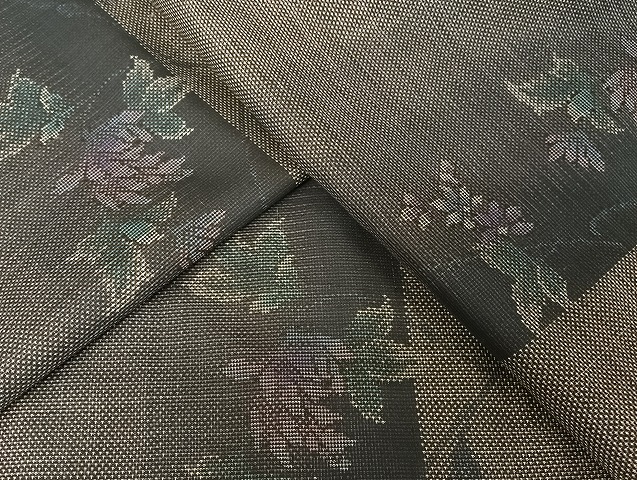 平和屋着物●本場大島紬　９マルキ　草花文　正絹　逸品　AAAU4320np