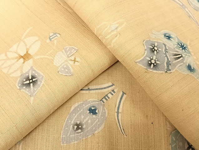 平和屋着物●上質な小紋　紬地　草花文　正絹　逸品　AAAU4330np