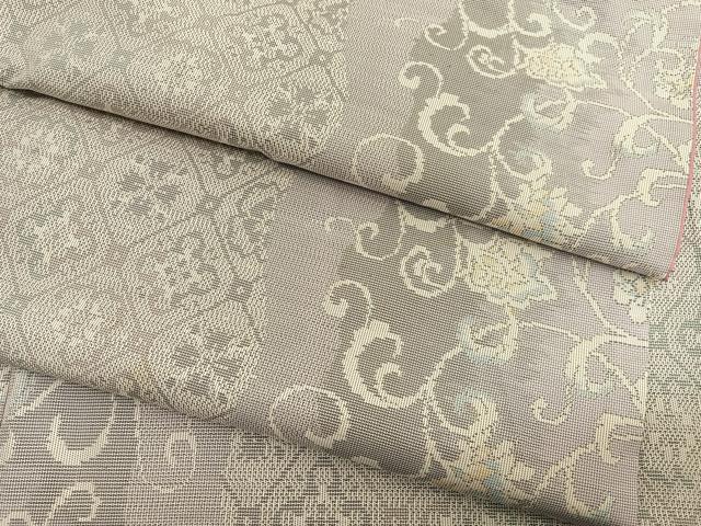 平和屋着物●本場大島紬　花唐草間道　正絹　逸品　BAAT6648hv