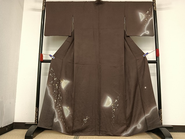 平和屋着物●訪問着　作家物　駒刺繍　雪輪花文　暈し染め　金糸　金彩　正絹　逸品　AAAU4342np