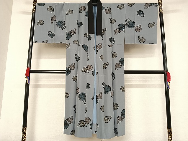 平和屋着物●男性　長襦袢　袷　達磨　正絹　逸品　未使用　AAAU4357np