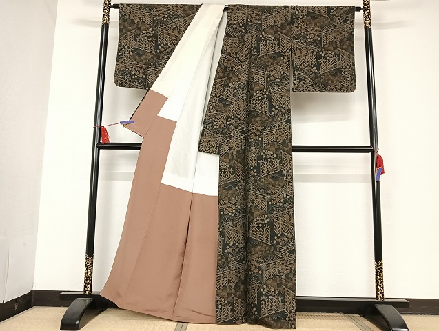 平和屋着物○本場村山大島紬 風景文 正絹 逸品 AAAU4373np