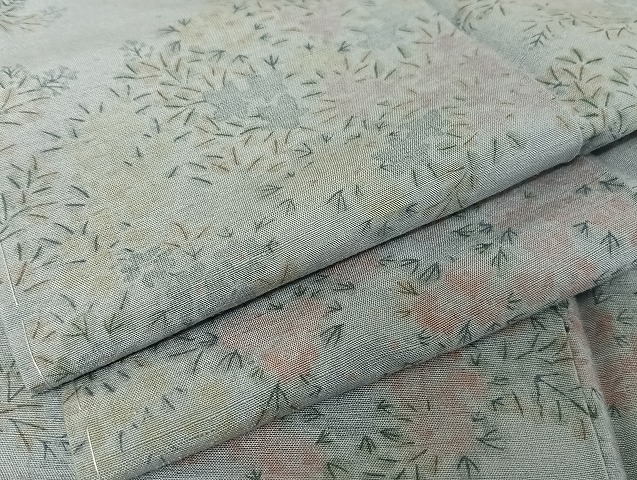 平和屋着物●上質な小紋　紬地　草花文　正絹　逸品　未使用　AAAU4370np