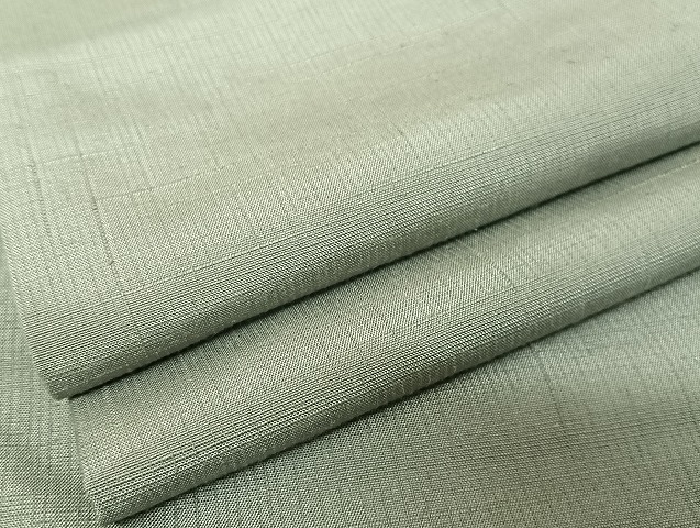 平和屋着物●結城紬　色無地　利休鼠色　正絹　逸品　AAAU4382np