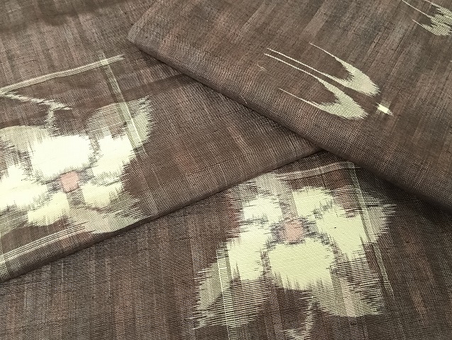 平和屋着物●上質な紬  琉球絣文様　草花　正絹　逸品　未使用　AAAU4385np