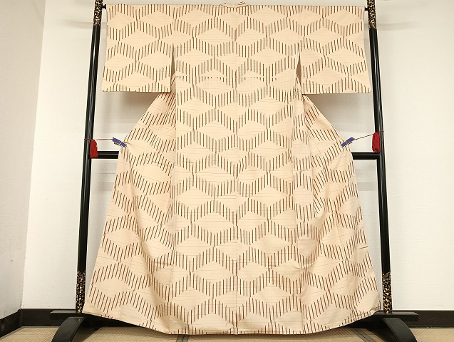 平和屋着物●上質な紬　変わり縞　正絹　逸品　AAAU4380np