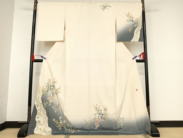 平和屋着物●友禅作家　岡部修治　訪問着　童子遊び　暈し染め　金彩　正絹　逸品　AAAU4390np