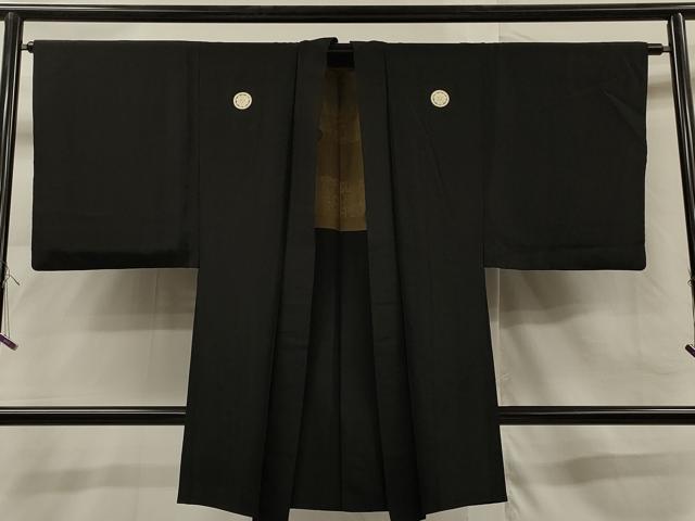 平和屋着物＃男性　黒紋付　正絹　逸品　CAAR9125id