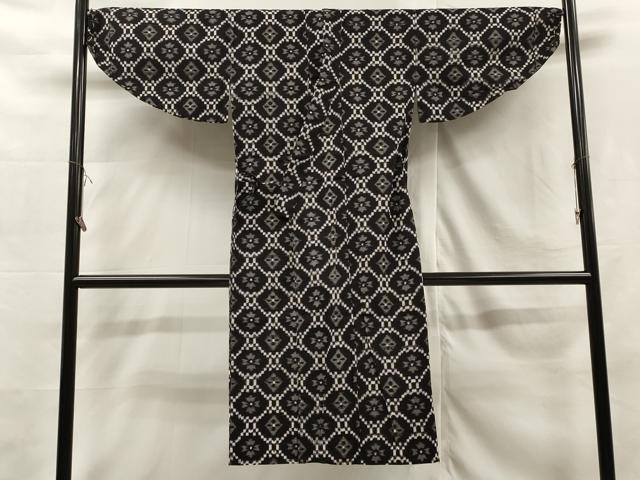 平和屋着物▽道中着　単衣　久留米絣　蜀江花文　綿　逸品　CAAR9136id