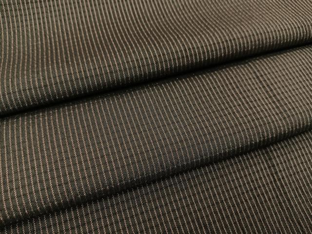 平和屋着物●上質な紬　縞　黒地　正絹　逸品　BAAT0923yc