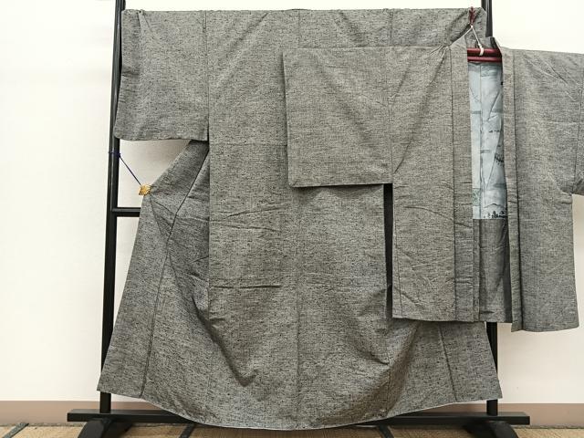 平和屋着物●男性　髭紬　紬羽織セット　キングサイズ　正絹　逸品　BAAT0937yc