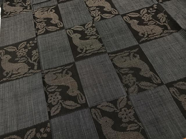 平和屋着物●結城紬　100亀甲　飛び亀甲　枝花兎市松　正絹　逸品　BAAT0962yc