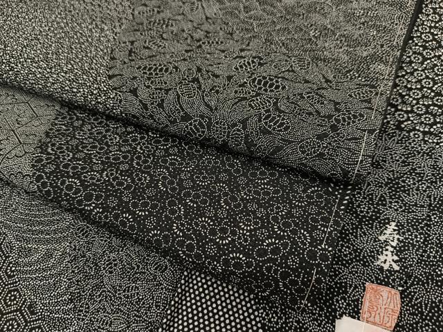 平和屋着物○江戸小紋 万筋 蘇芳香色×黒色 正絹 逸品 未