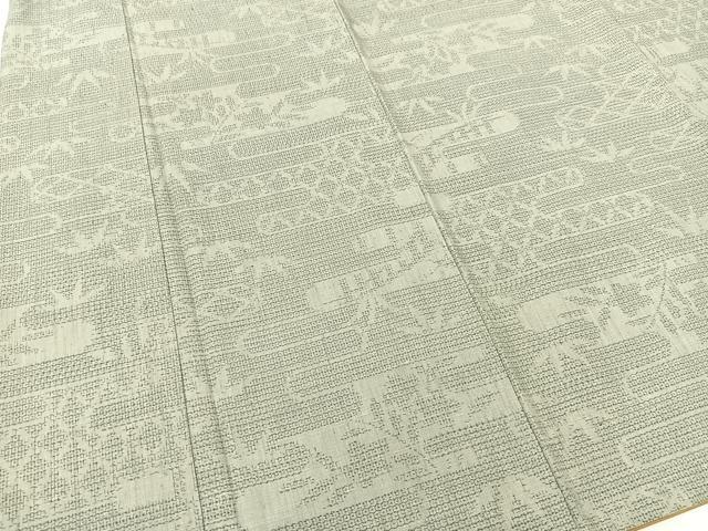 平和屋着物●結城紬　80亀甲　飛び亀甲　エ霞草葉文　正絹　逸品　BAAT0995yc