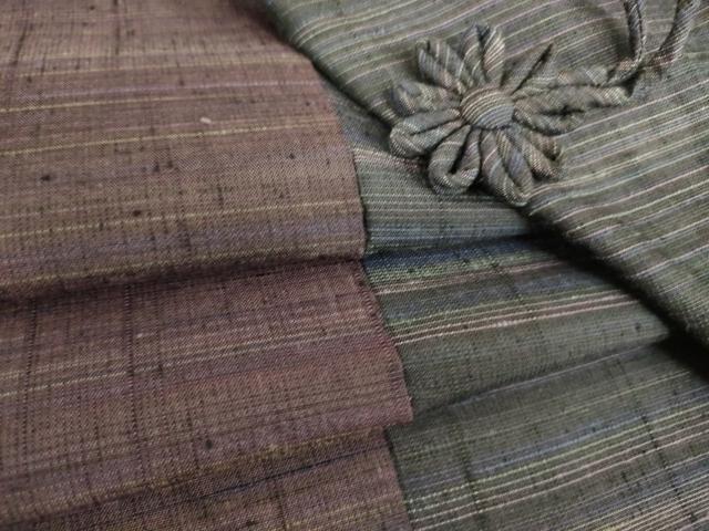 平和屋着物▽道中着　単衣　紬地　縞　ロング丈　正絹　逸品　DAAS0600az