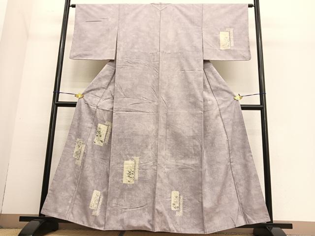 平和屋着物●訪問着　紬地　絞り　短冊花文　正絹　逸品　BAAT6679hv