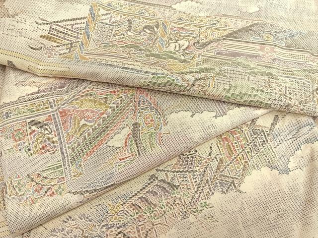 平和屋着物●本場大島紬　平安人物風景文　正絹　逸品　BAAT6703hv