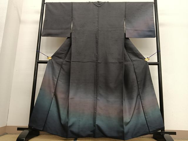 平和屋着物●訪問着　紬地　霞文　正絹　逸品　BAAT6721hv