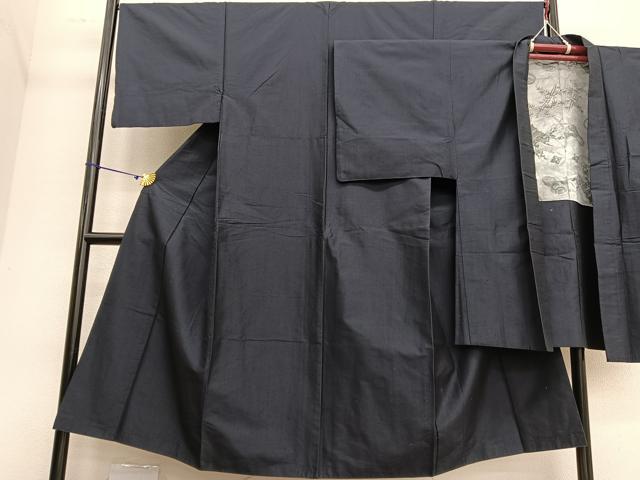 平和屋着物●男性　紬　アンサンブル　色無地　褐返色　正絹　逸品　BAAT6753hv