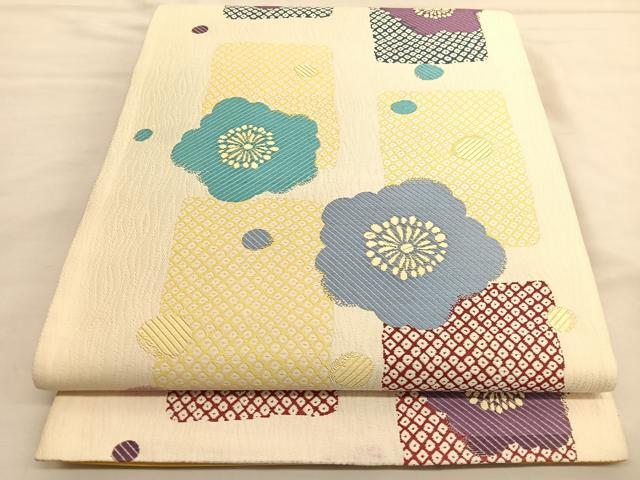 平和屋着物●六通柄袋帯　竜胆　金糸　正絹　逸品　BAAT6761hv