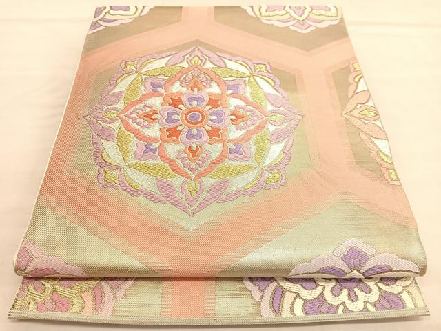 平和屋着物■西陣　川島織物　六通柄　本袋帯　唐織　亀甲花文　金銀糸　正絹　逸品　BAAT6827hv