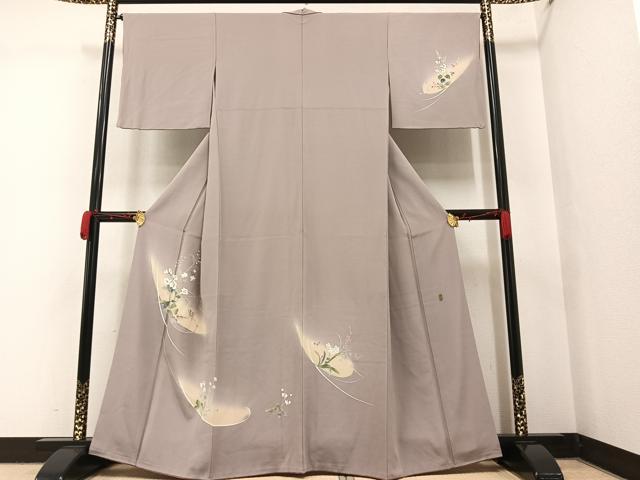 平和屋着物●訪問着　友禅　作家物　草花文　暈し染め　正絹　逸品　AAAW0061ph