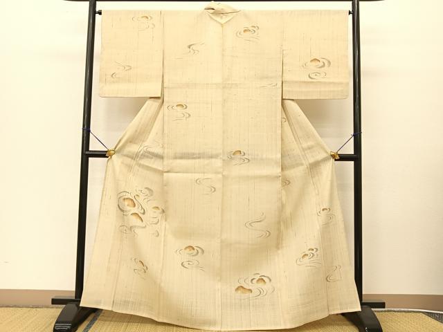 平和屋着物▽訪問着　単衣　生紬　枯山水　正絹　逸品　BAAT9016yc