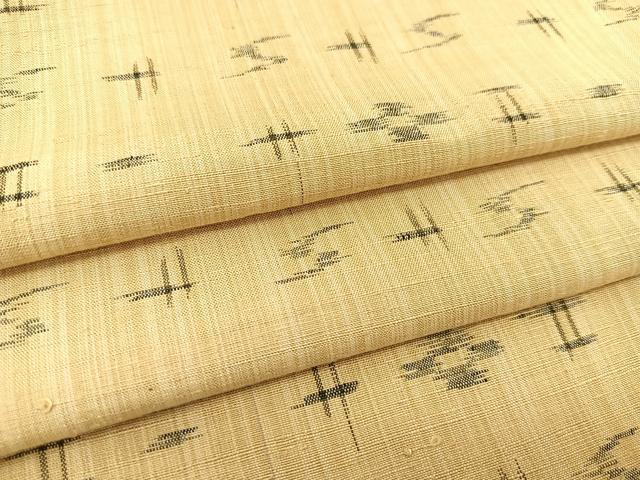 平和屋着物▽上質な紬　単衣　琉球絣文様　正絹　逸品　BAAT9014yc