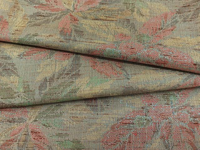 平和屋着物▽お召　単衣　草葉尽くし　未使用　BAAT9019yc