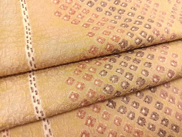 平和屋着物▽上質な小紋　単衣　ふくれ織　鹿の子間道　正絹　逸品　BAAT9035yc