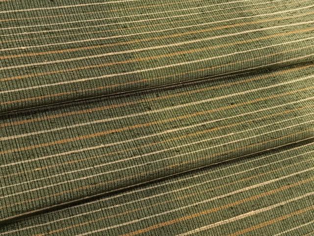 平和屋着物▽上質な紬 　単衣　 横段文　やまと誂製　正絹　逸品　未使用　BAAT9072yc