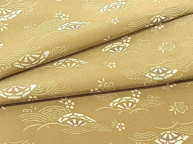 平和屋着物▽上質な小紋　単衣　源氏車青海波花文　正絹　逸品　BAAT9081yc