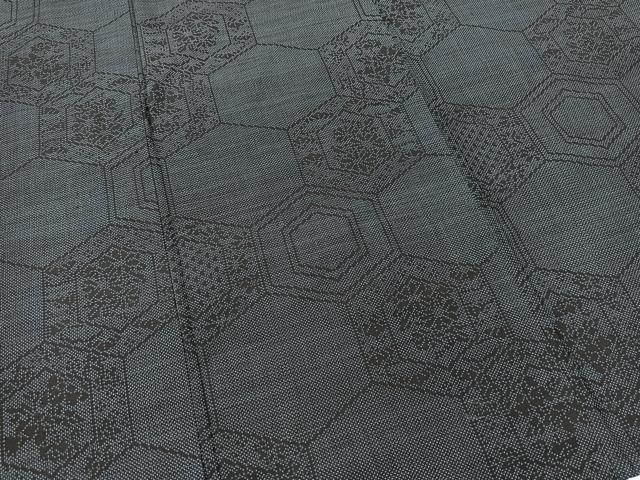 平和屋着物▽本場大島紬　単衣　7マルキ　亀甲花文　正絹　逸品　BAAT9101yc