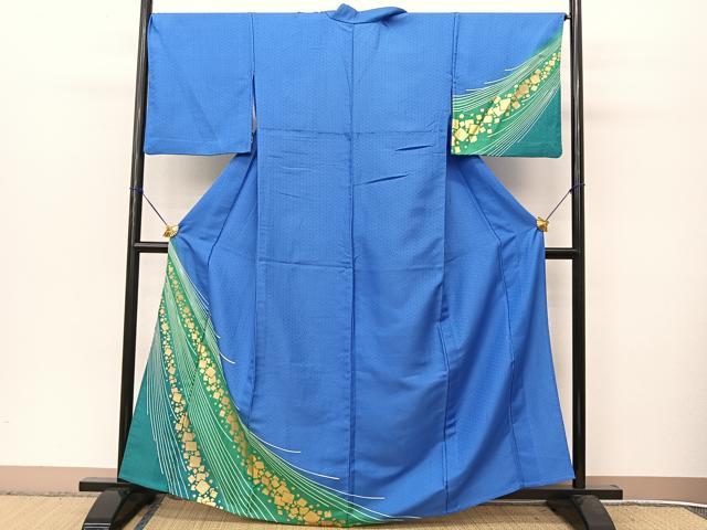 平和屋着物▽訪問着　単衣　箔散らし文様　金彩　洗える着物　BAAT9119yc