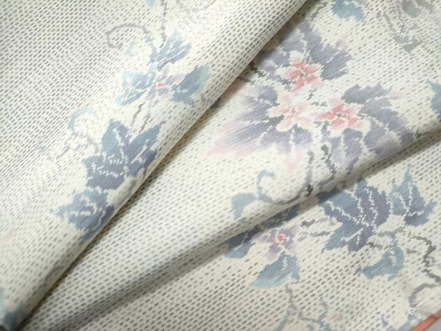 平和屋着物●本場大島紬　白大島　総絣花唐草文　正絹　逸品　未使用　CAAS7044yc