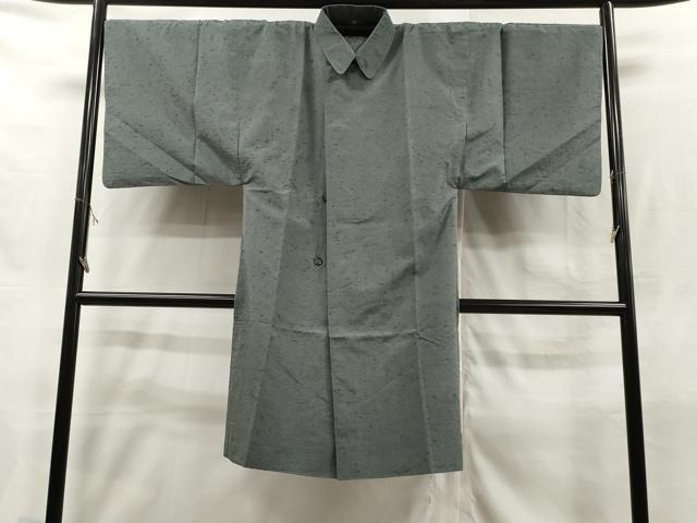 平和屋着物＃男性　和装コート　ひげ紬地　錆鼠色　正絹　逸品　CAAT5606id