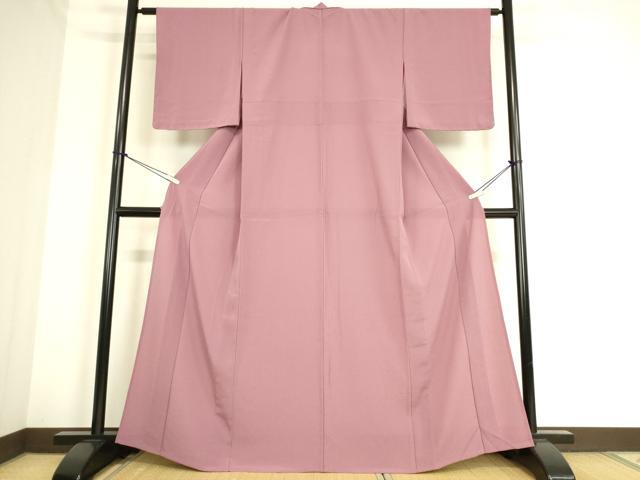 平和屋着物▽色無地 単衣 長春色 洗える着物 鬼しぼ縮緬 未