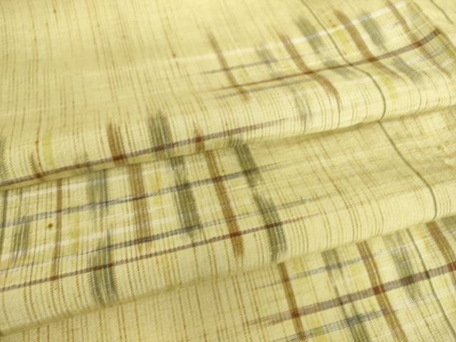 平和屋着物▽上質な紬　単衣　絣横段文　正絹　逸品　DAAS0743az