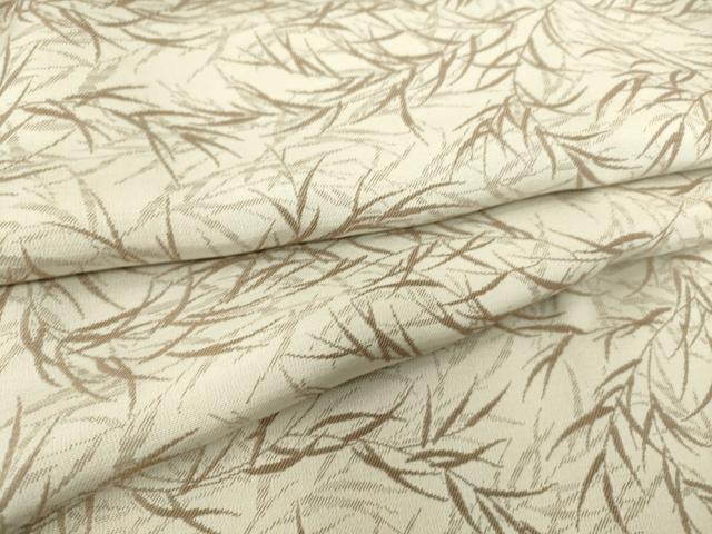 平和屋着物▽上質なお召　単衣　草葉文　ますいわ屋扱い　正絹　逸品　DAAS0762az