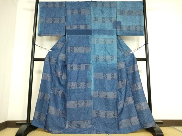 平和屋着物▽上質な小紋　袷　横段文紗　舞桜　正絹　逸品　DAAS0761az