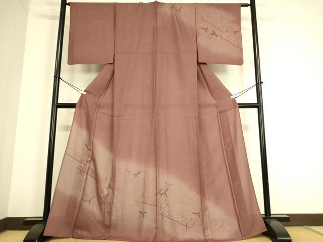 平和屋着物▽訪問着　無双　紗袷　紗×絽　流水渡橋花文　正絹　逸品　DAAS0769az