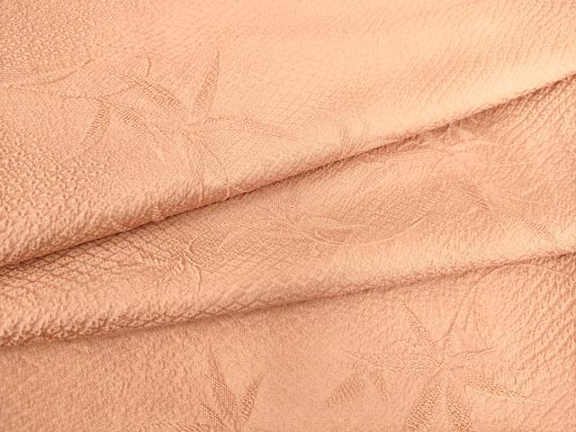 平和屋着物▽上質な色無地　単衣　草花地紋　紅梅色　正絹　逸品　DAAS0771az