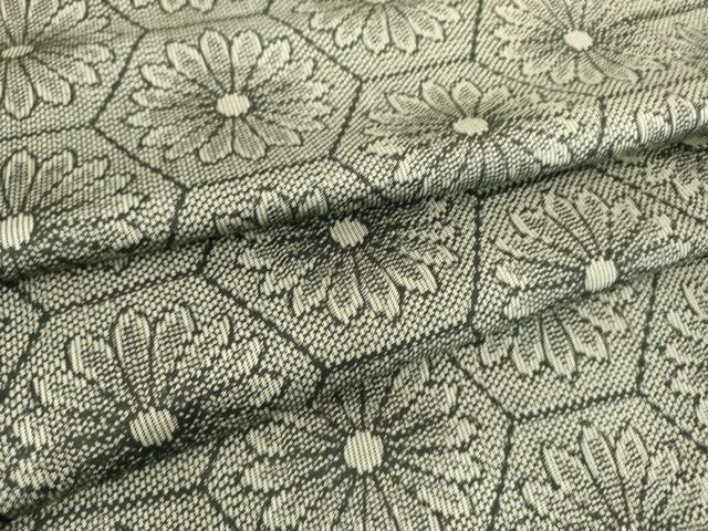 平和屋着物▽上質な紬　単衣　亀甲花文　正絹　逸品　DAAS0785az