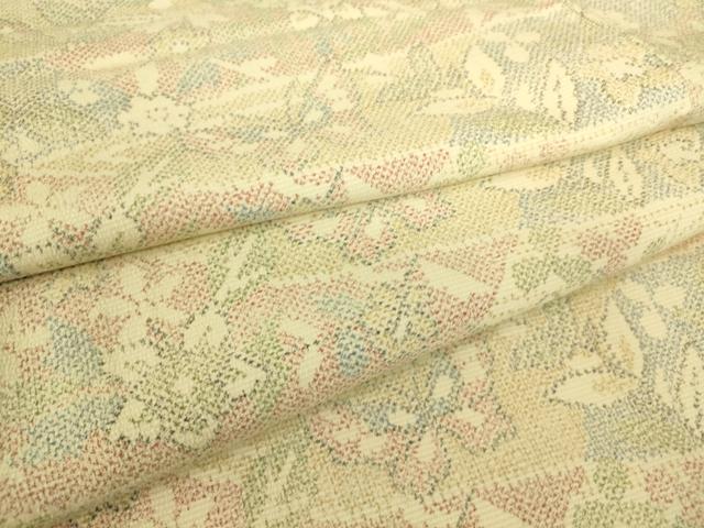 平和屋着物▽本塩沢　単衣　横段花蝶文　正絹　逸品DAAS0794az