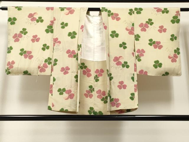 平和屋着物＃羽織　草花文　鬼しぼ縮緬　正絹　逸品　CAAT5679id