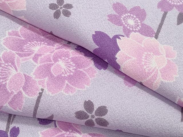 平和屋着物▽小紋　単衣　枝桜文　洗える着物　CAAT1229ev