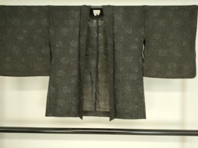 平和屋着物▽羽織　スリーシーズン　春夏秋　塵除け　丸紋紗　黒地　銀糸　正絹　逸品　DAAS0957az